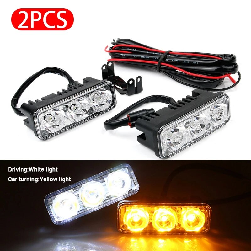 2шт LED DRL указатели поворота, белые/желтые
