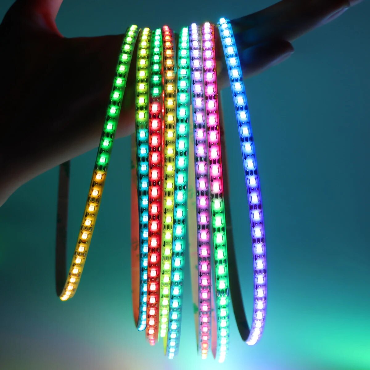 Smart RGBIC WS2812B IC Pixels Светодиодная лента DC5V 160LEDs/M Индивидуальная адресная 60 LEDs, 1M