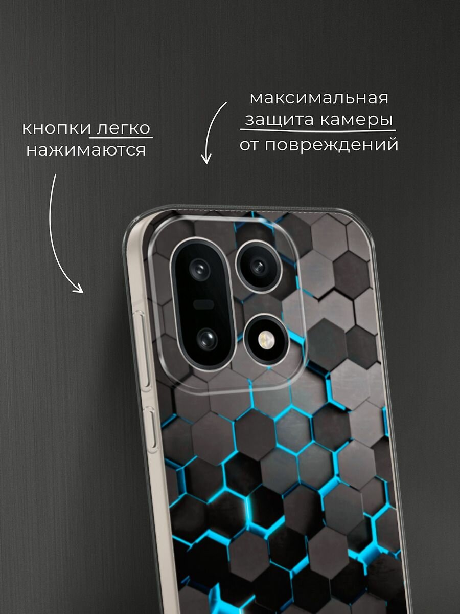 Силиконовый чехол на OnePlus 15 / Ван Плас 15 с принтом Соты бирюзовые — фото 1
