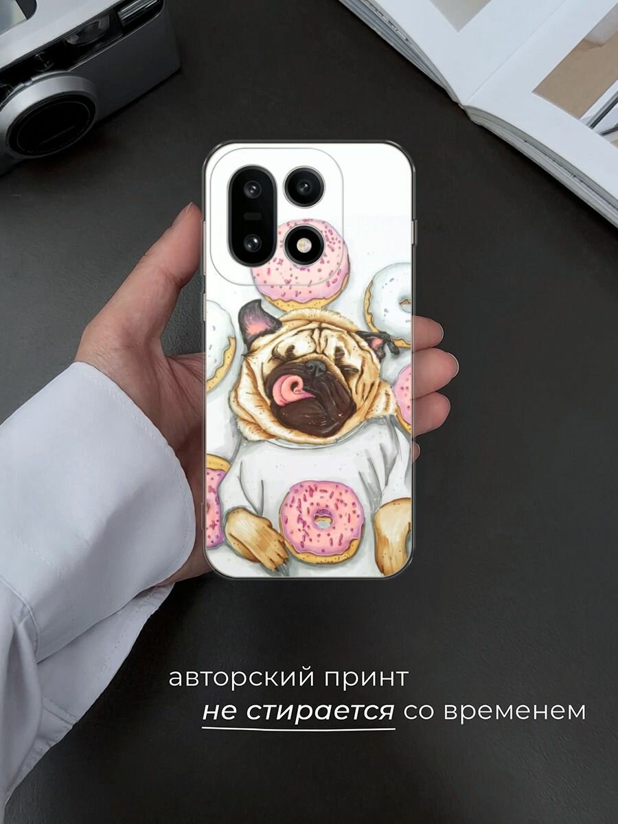 Силиконовый чехол на OnePlus 15 / Ван Плас 15 с принтом Счастливый мопс — фото 1