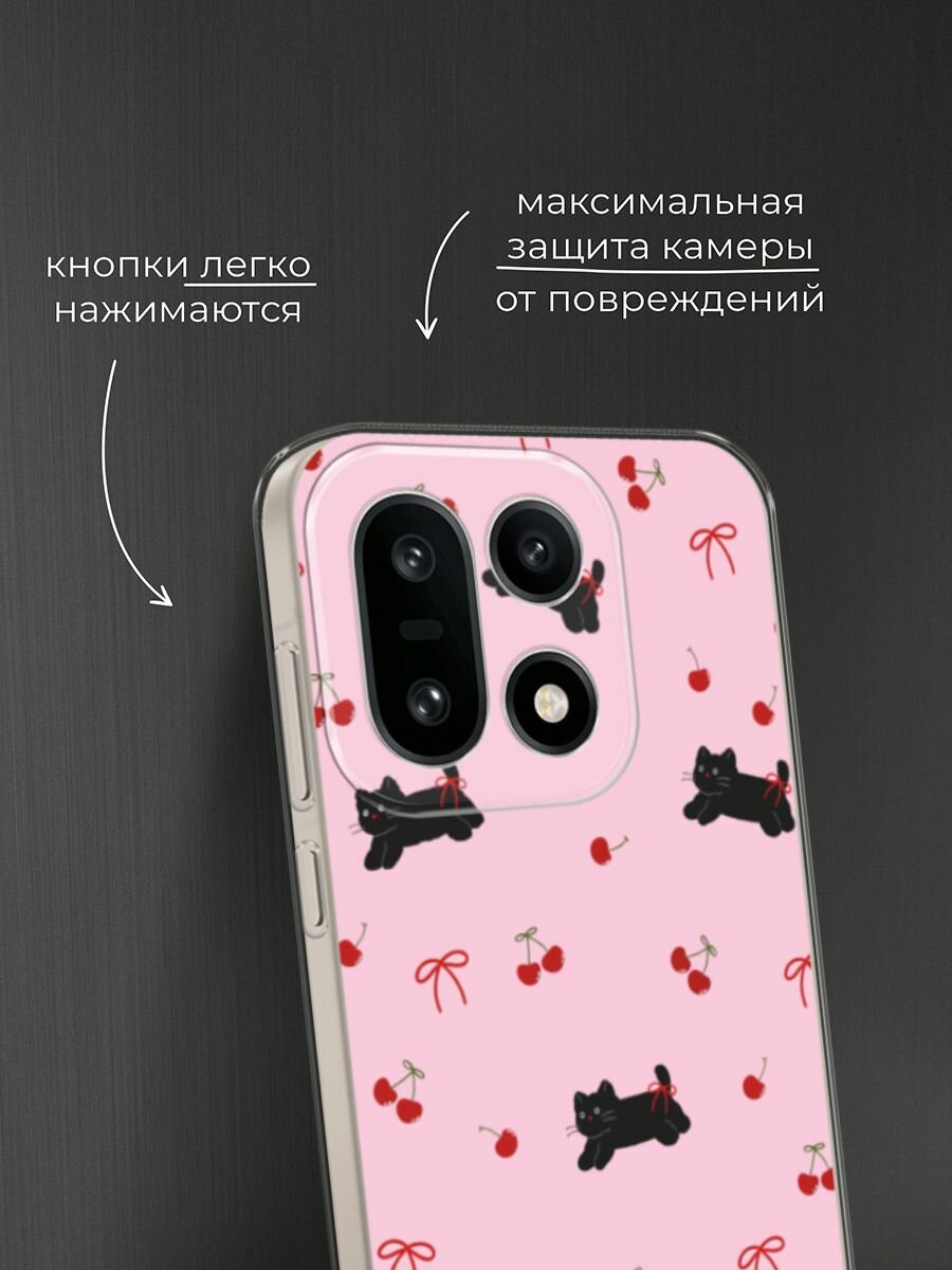 Силиконовый чехол на OnePlus 15 / Ван Плас 15 с принтом Cherry cat — фото 1