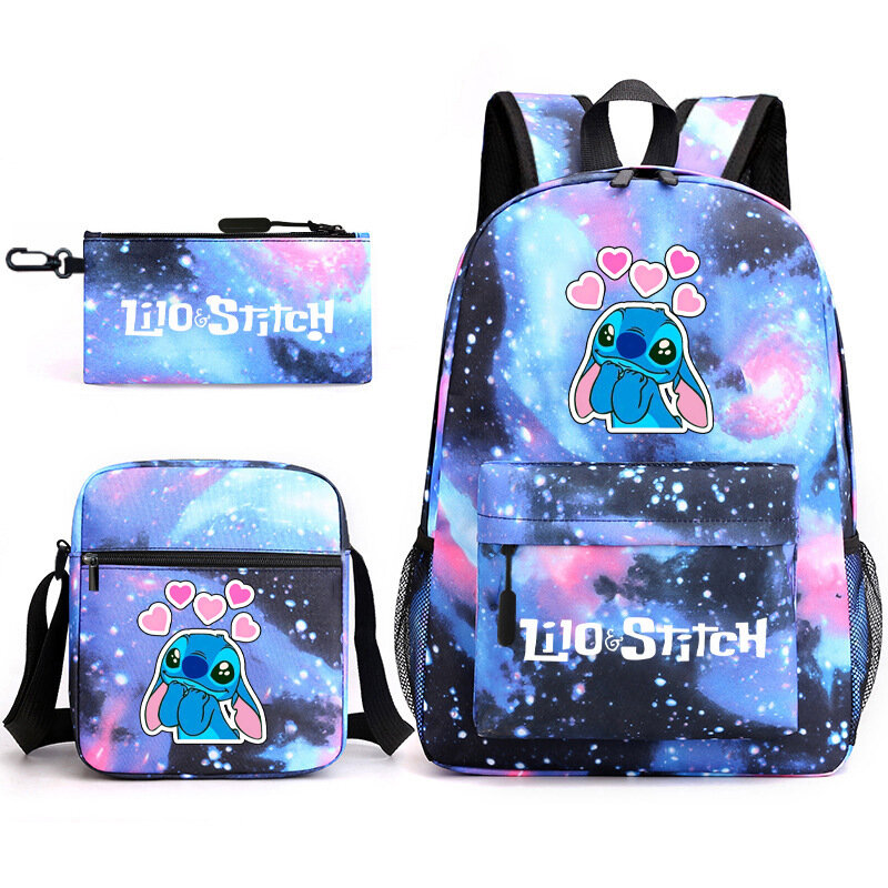 Популярный студенческий рюкзак Stitch для школьного сезона, дорожная сумка с теплопередачей стежка, повседневная сумка из трех частей, сумка для компьютера