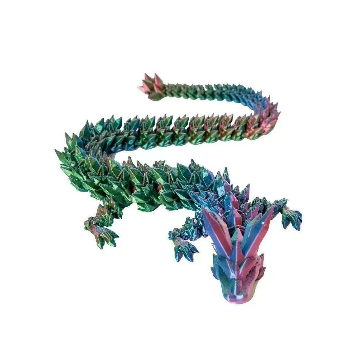 3D-печатный кристаллический дракон, полностью подвижный, реалистичная игрушка, настольный креативный орнамент, подарок, китайский дракон, кросс-бордерный стенд