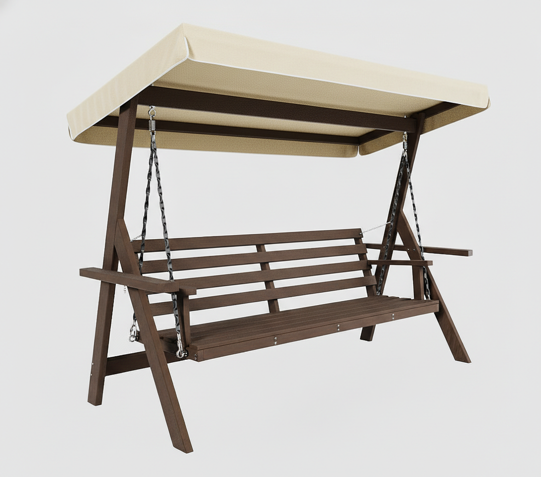 Качели садовые взрослые 4-х местные Brixton с тентом и регулируемой спинкой