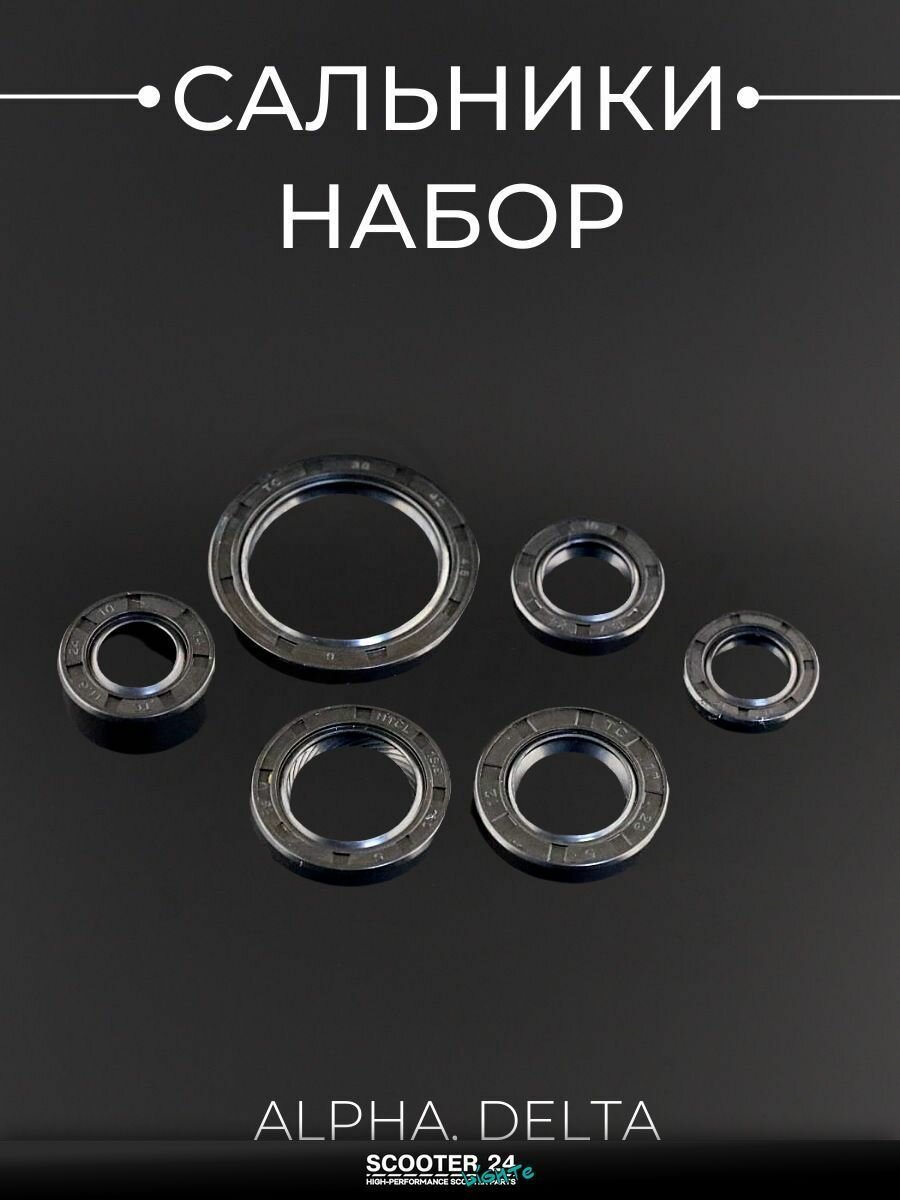 Сальники комплект на мотоцикл и мопед на мотоцикл и мопед Alpha, Delta / Альфа Дельта, 6шт "BEEZMOTO"
