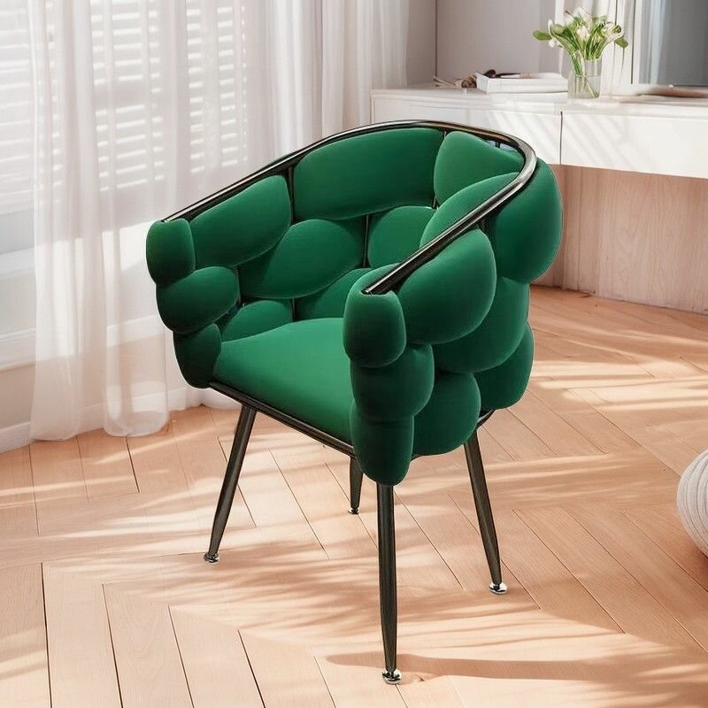 Кресло, 1 шт, 58х40х64 см. Черная рама - темно-зеленый цвет.