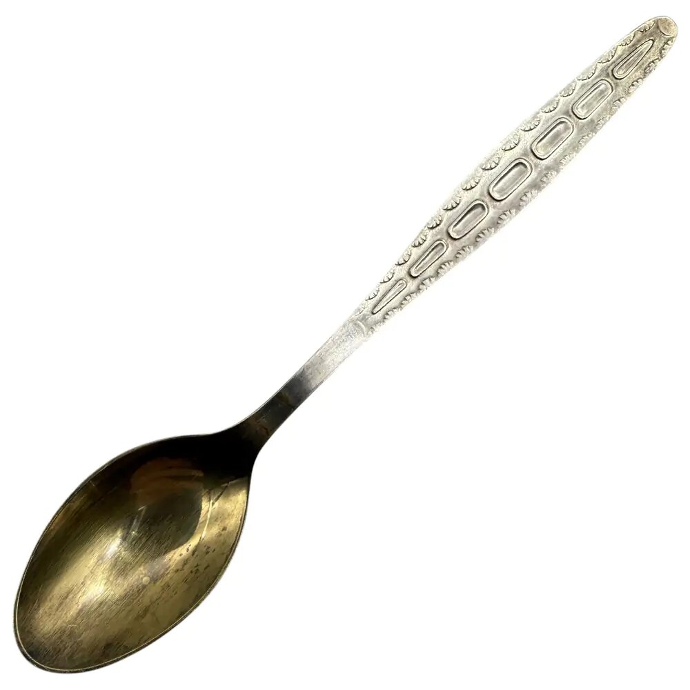 Ложка чайная "Геометрия", 14 см, мельхиор, позолота, 1970-1980 г, Кольчугино, СССР