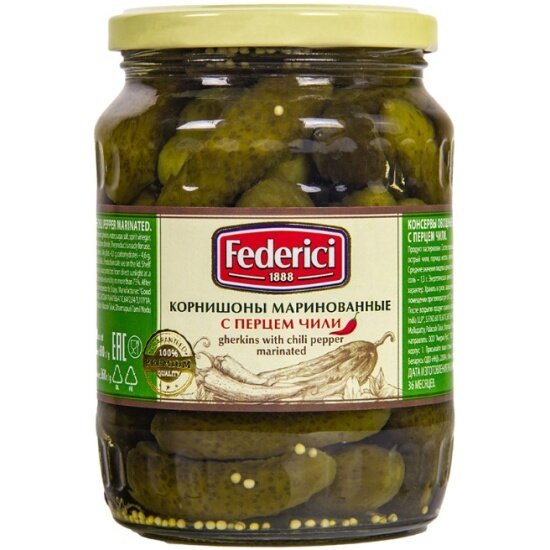 Корнишоны Federici маринованные с перцем чили 720 мл