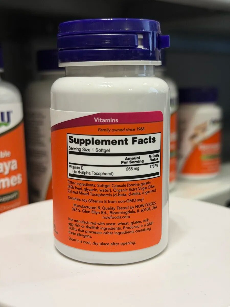 NOW E-400 Mixed Tocopherols - витамин E комплексный антиоксидант для защиты клеток и кожи, 50 гелевых капсул — фото 1
