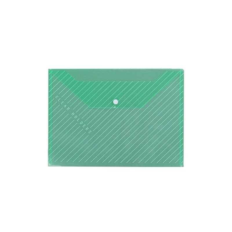 Прозрачный файл-конверт с застёжкой-кнопкой, Зеленая саржа стала толще