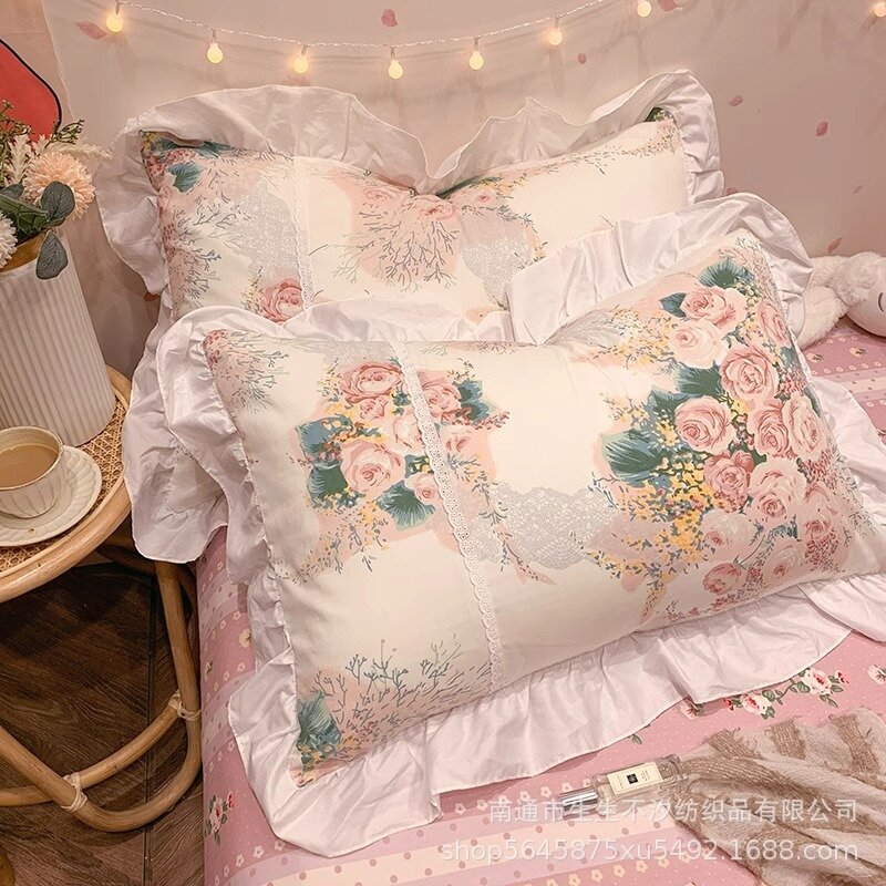 Romantic Flower Dance 100% хлопок романтический кружевной чехол для подушки - один, мягкий и гипоаллергенный, 48x74 см