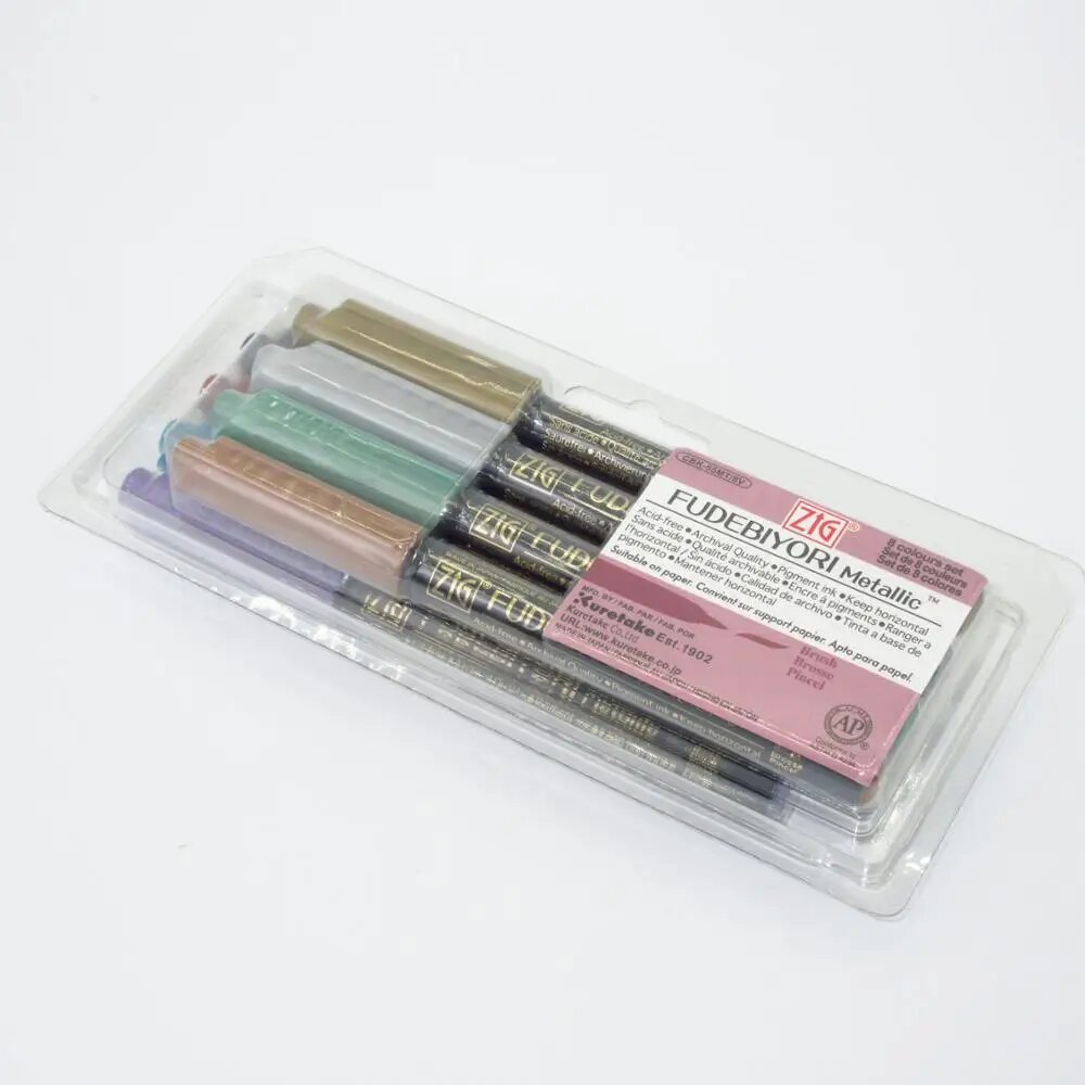 Маркеры для каллиграфии ZIG Kuretake FUDEBIYORI 8 цветов