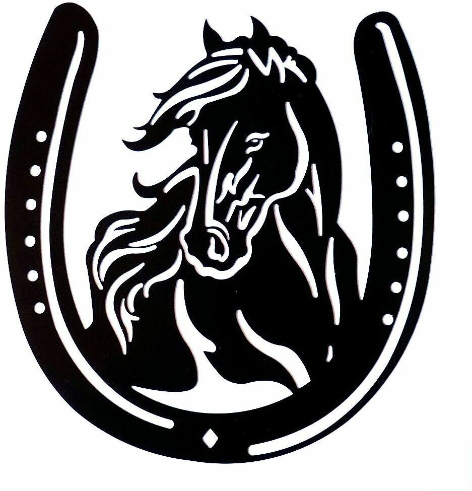 Панно декоративное металлическое "Лошадь в подкове" 40х43 см