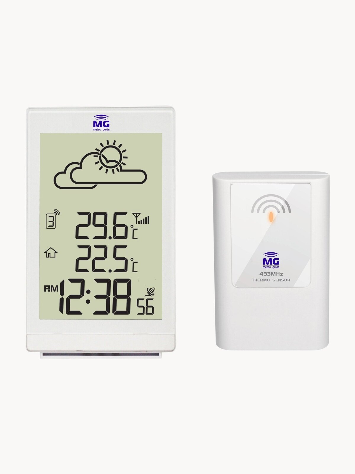 Метеостанция MeteoGuide MG 01305, беспроводная, с выносным датчиком, белая
