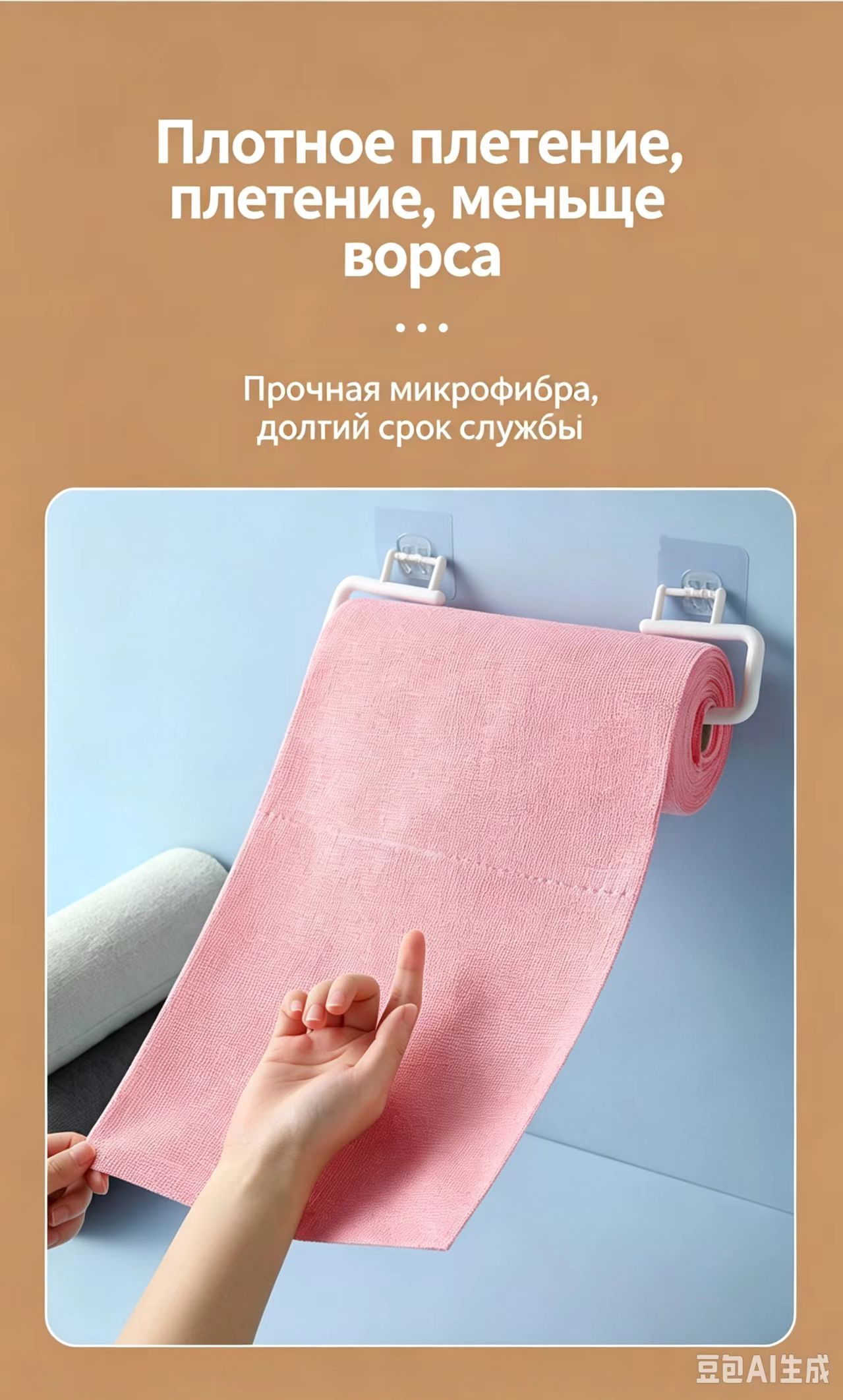 Основной：Микрофибровые кухонные салфетки в рулоне, многоразовые, без ворса25×25см — 1 рулон, 50 листов