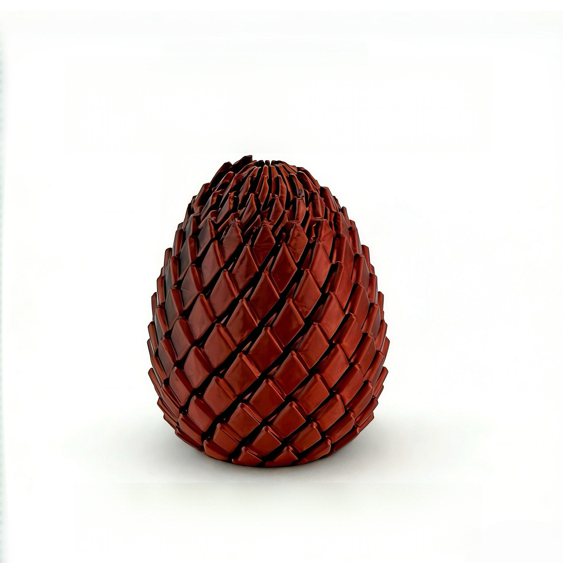 3D Printed Black Red Twisty Fidget Egg Stress Relief Toy Medium 7.5cm for Adults