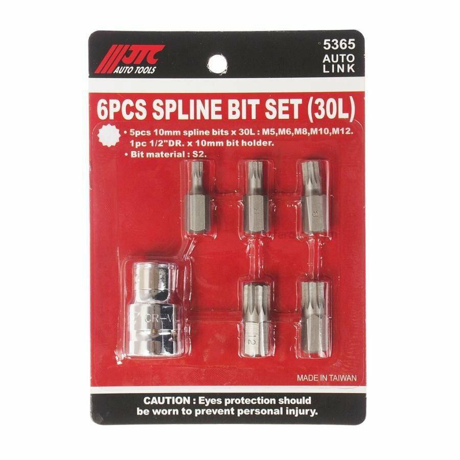 JTC JTC5365 Набор бит 1/2"DR SPLINE М5-12 с держателем (6 предметов) JTC
