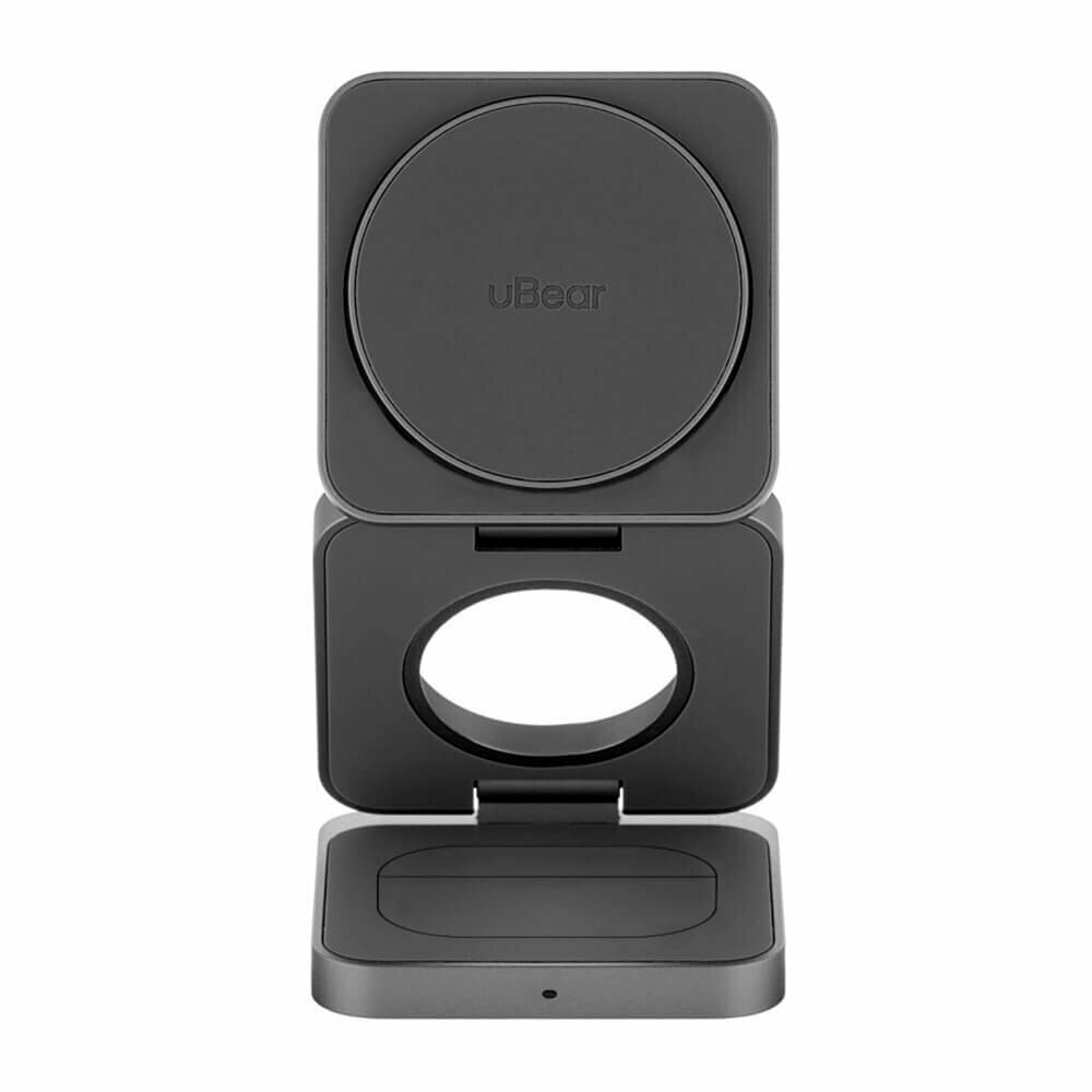 Беспроводное зарядное устройство uBear Balance 3 в 1 с поддержкой MagSafe (WL09SG31-ADM), серый