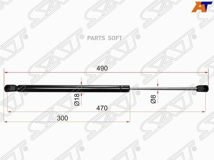 Амортизатор крышки багажника Toyota Corolla (E120) 00-07 / Allex 01-06 (Справа=Слева) SAT ST-68950-02040 | цена за 1 шт