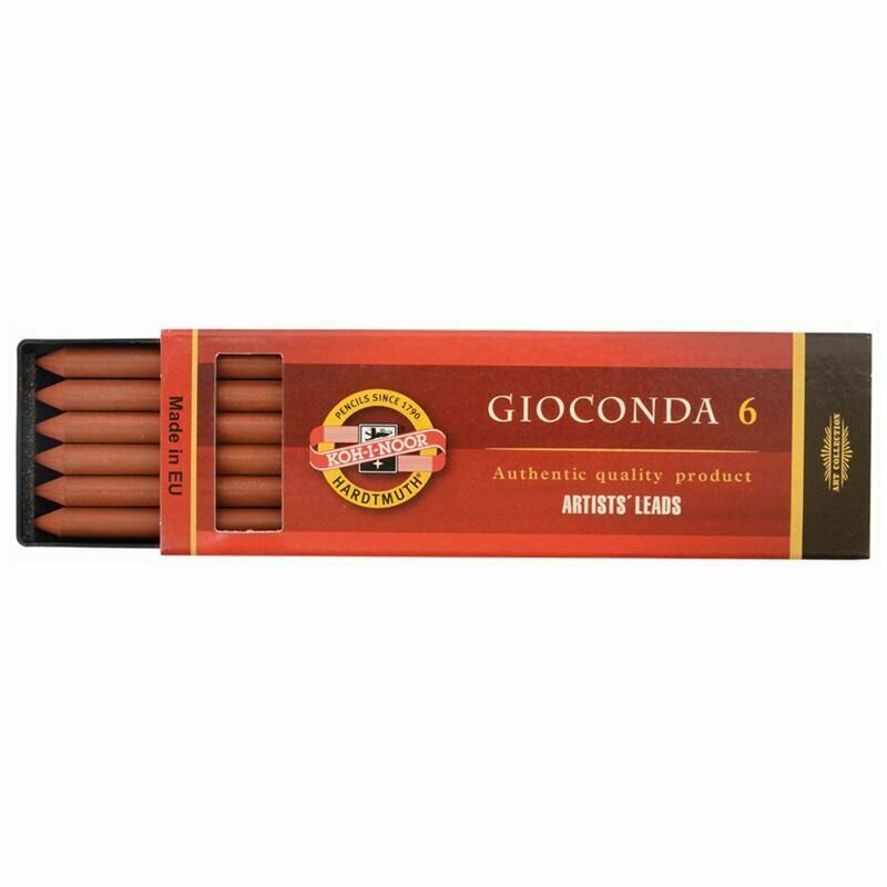 Набор 6 шт. - Сангина Koh-I-Noor "Gioconda", коричневая красная, стержень, 5,6 мм, пластиковая коробка