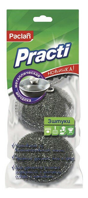 Paclan мочалка металлическая малая 3шт