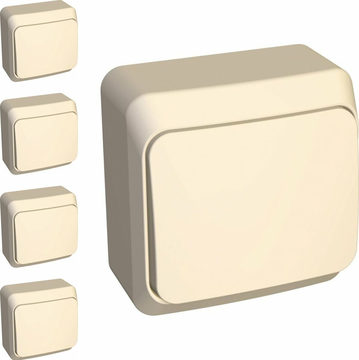Выключатель/переключатель проходной Schneider Electric Этюд одноклавишный кремовый для открытой проводки (комплект из 4 шт.)