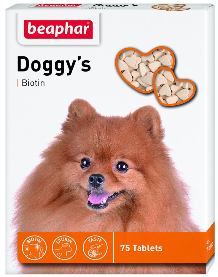BEAPHAR DOGGY'S + BIOTIN – Беафар лакомство витаминизированное для собак с биотином (75 шт х 2)