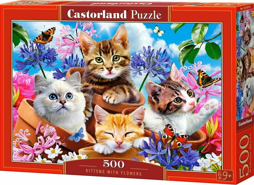 Пазл "Котята в цветах" 500 элементов, 2 штуки