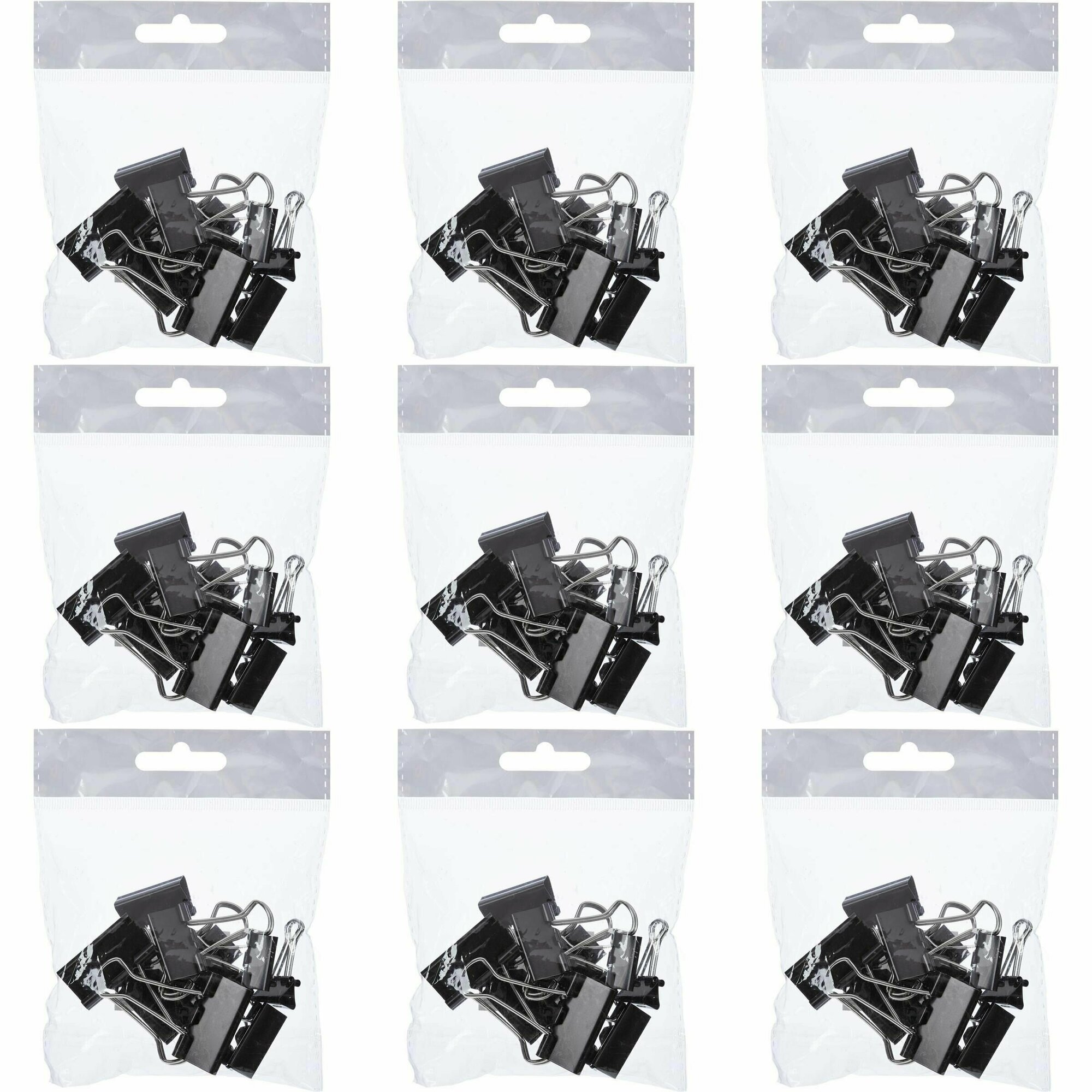 Attache Зажимы для бумаг черные в пакете (19мм,25мм,32мм), 10 шт, 9 уп