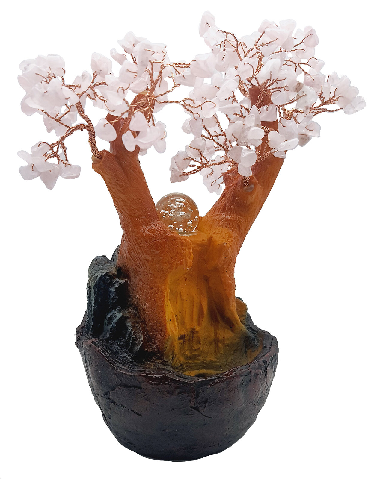 Фонтан настольный Розовое Дерево Камней, 26 см подсветка