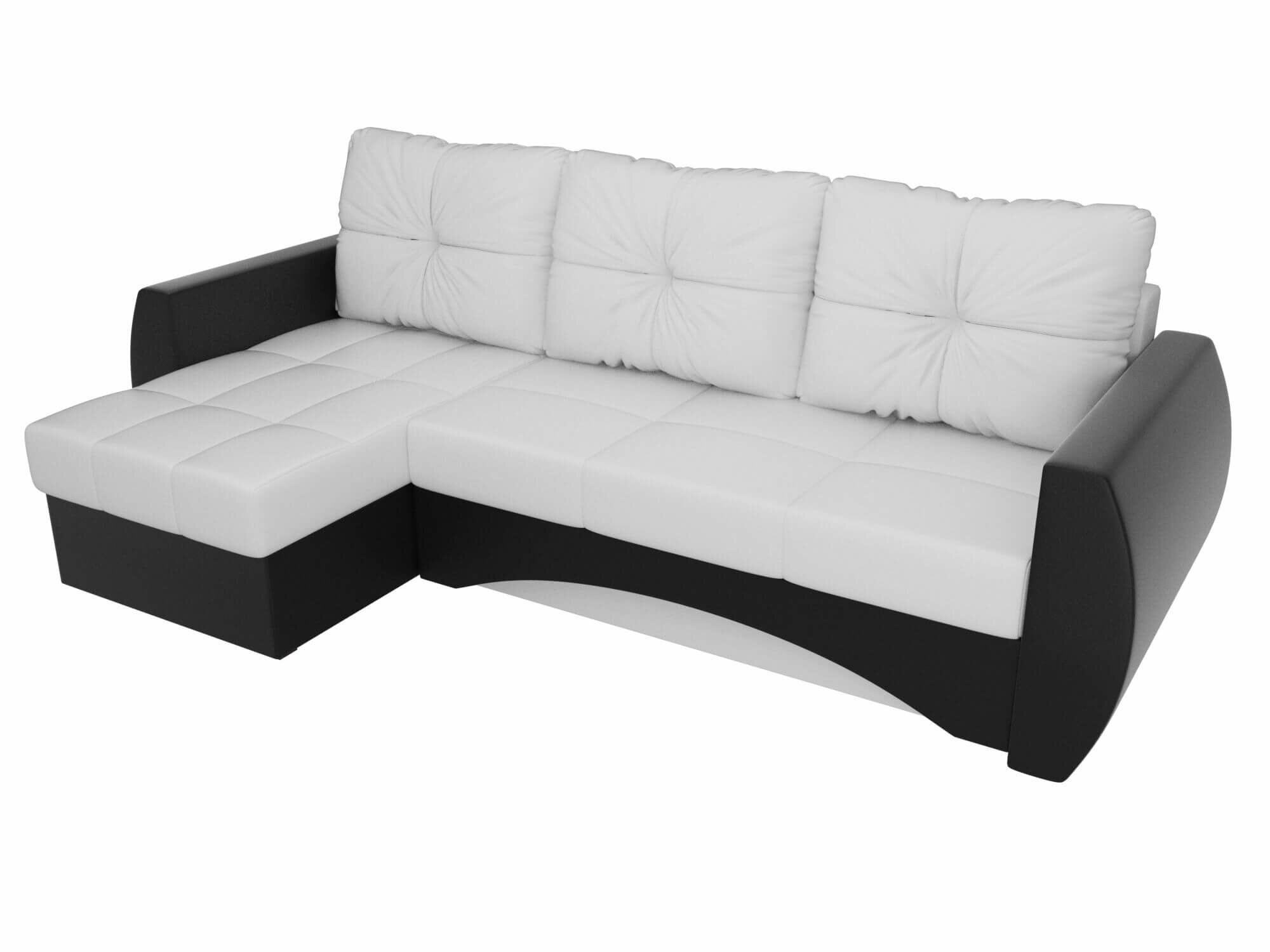 Artum Угловой диван Сатурн эко кожа белый черный левый