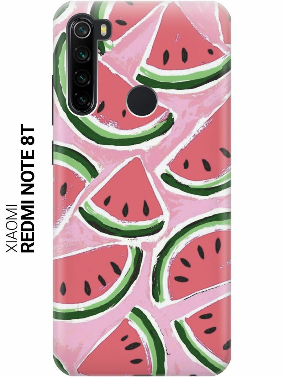 Силиконовый чехол на Xiaomi Redmi Note 8T, Сяоми Редми Ноут 8Т с принтом "Дольки арбузиков"