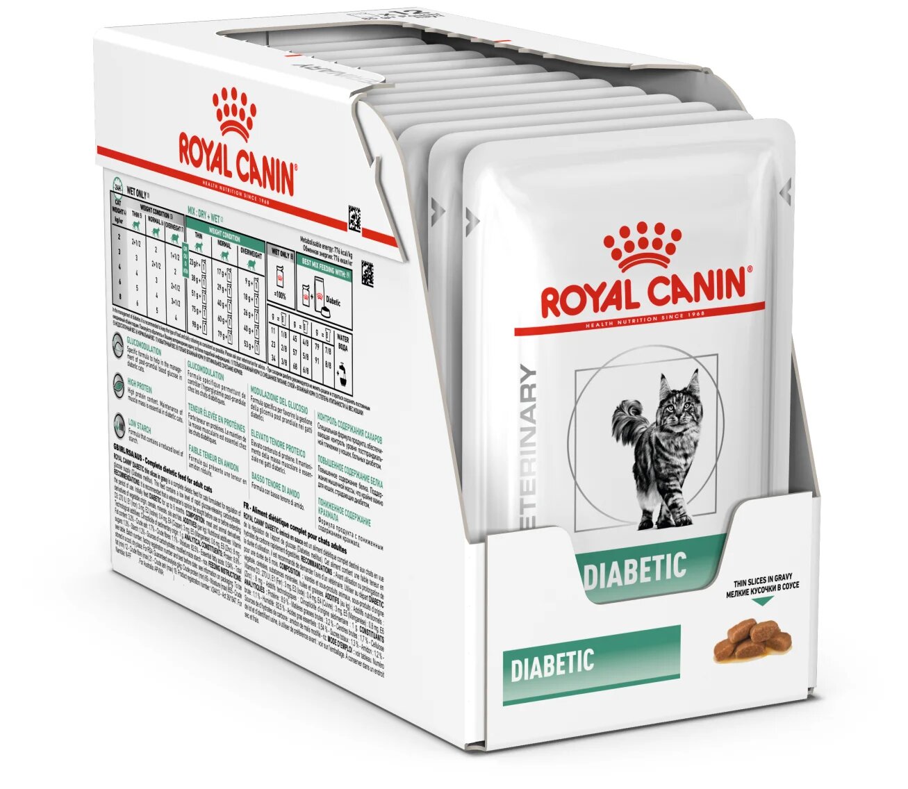 Влажный корм Royal Canin Diabetic, для кошек, кусочки в соусе, при сахарном диабете, 12шт х 85г