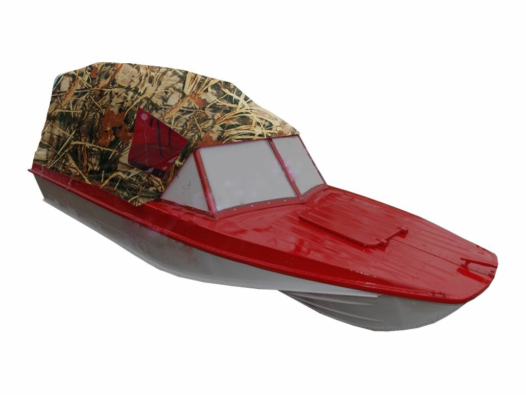 Казанка-5. Тент с дугами с креплениями на штатное стекло