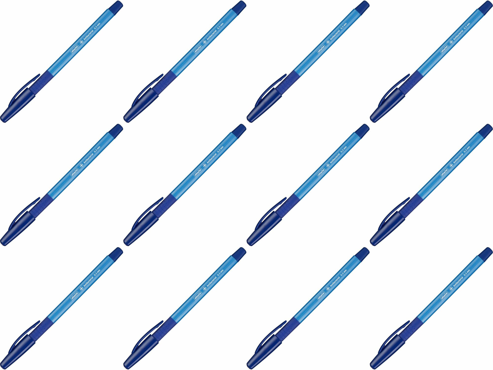 Attache Ручка шариковая неавтоматическая Antibacterial А04, синий, 12 шт