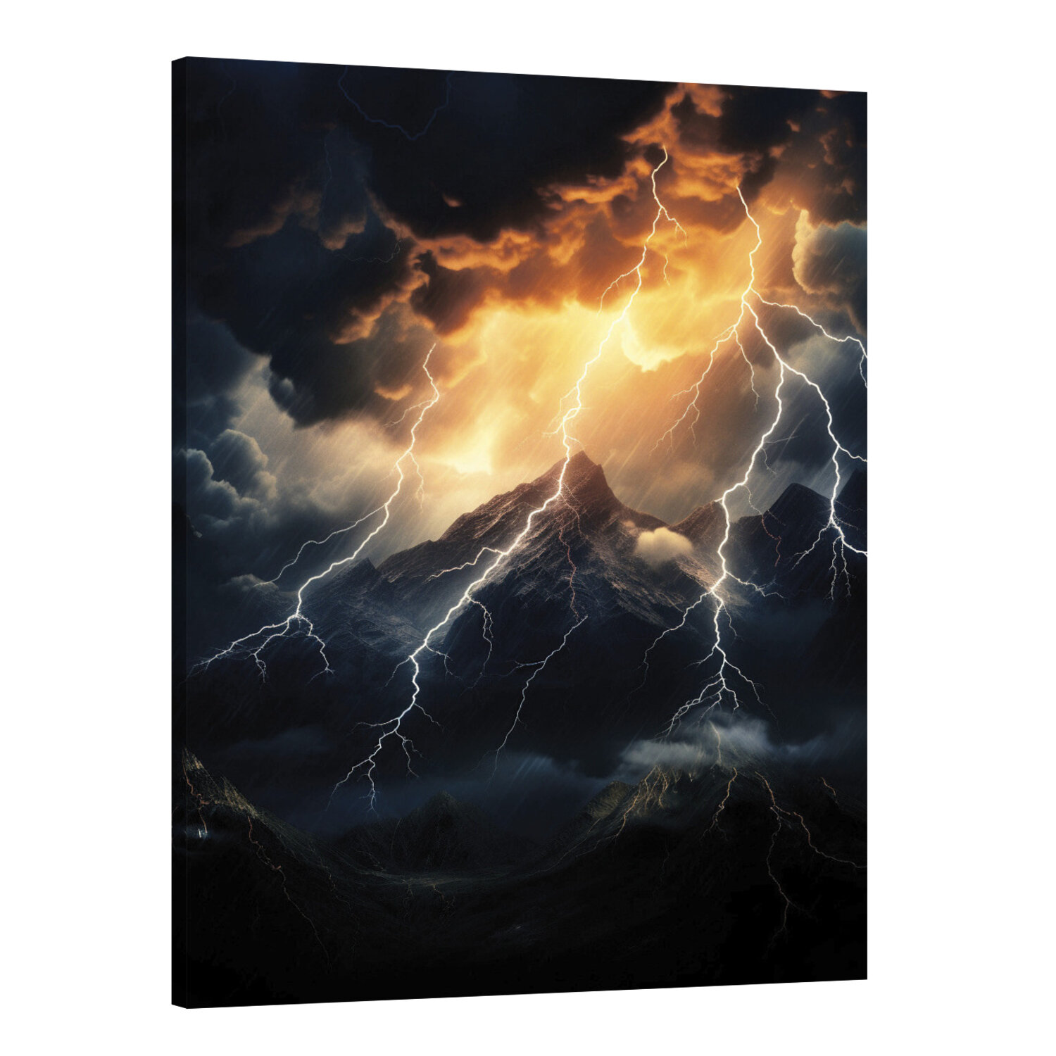 Интерьерная картина 50х70 "Горы и зарница: эпический шоу"