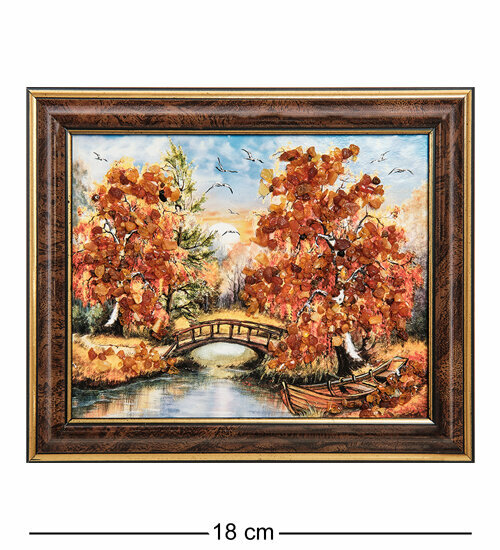 Картина Деревянный мостик (с янтарной крошкой) L-18см AMB-04/12 113-708545