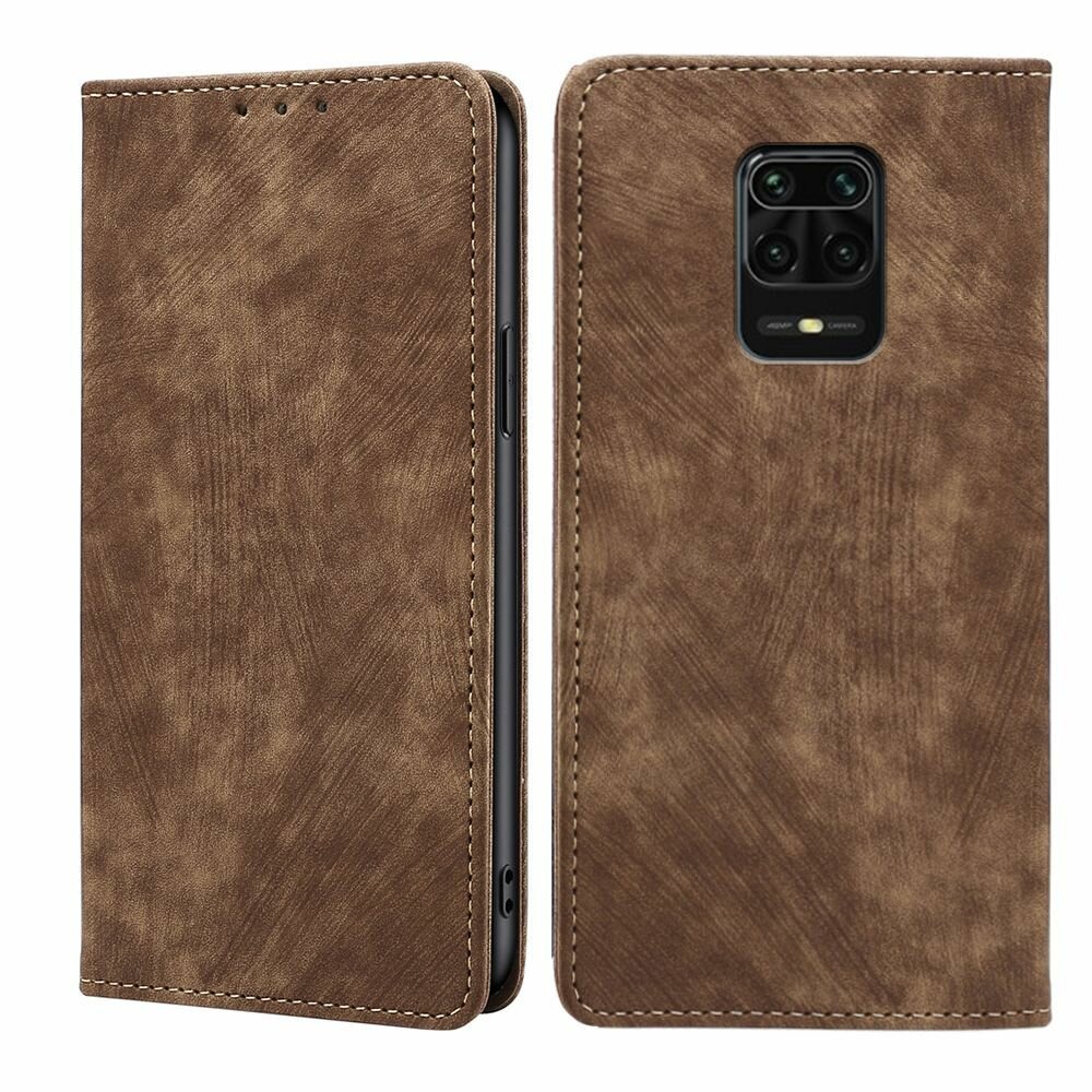 Чехол-книжка MyPads для Xiaomi Redmi Note 9 Pro / 9S / Сяоми Редми Ноте 9 Про/ 9S мягкое прикосновение (коричневый)