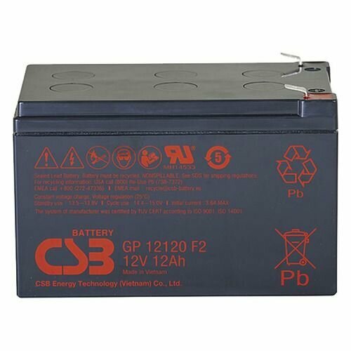 Аккумуляторная батарея CSB GP12120 F2 для ИБП 12В, 12Ач [gp12120f2]