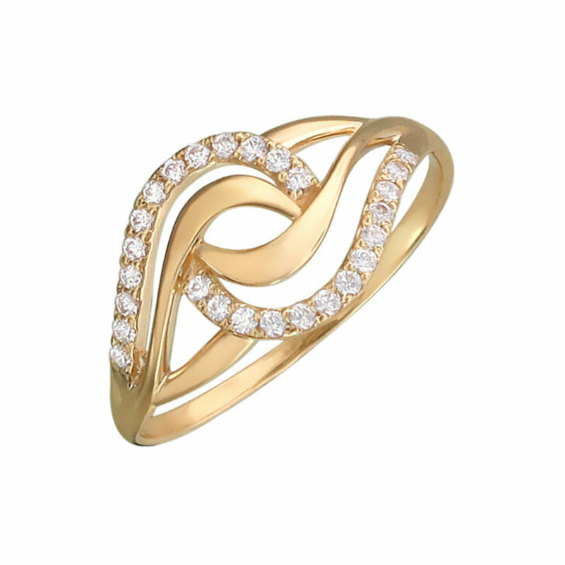 Кольцо, красное золото, 585 проба, фианит