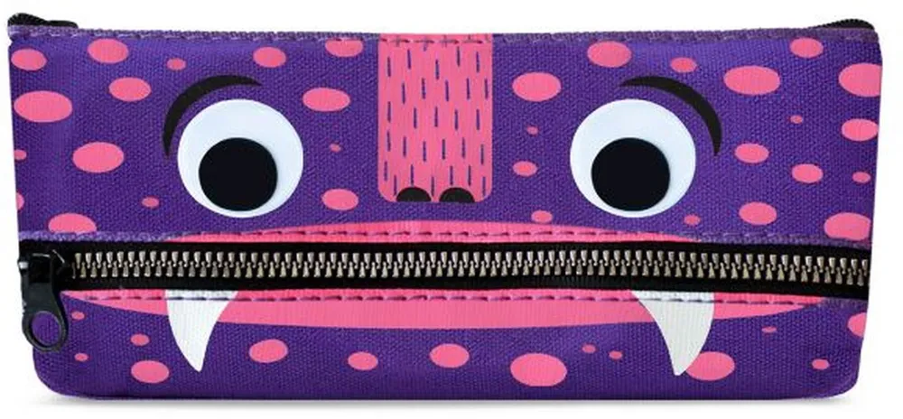 Пенал школьный "фиолетовый монстрик", без наполнения, 21x9x2.5 см