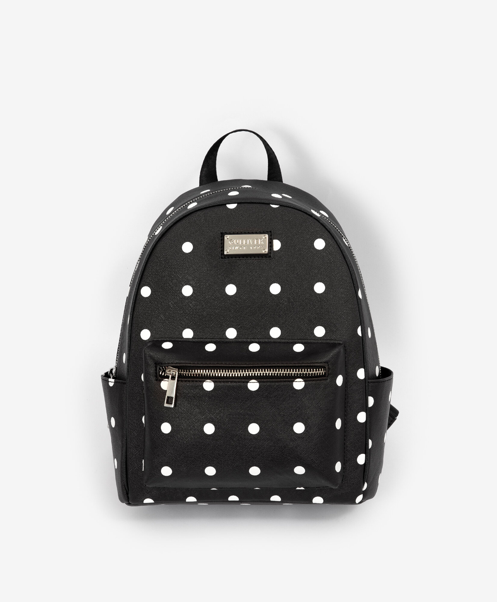 Рюкзак из искусственной кожи в горох чёрный для девочки Gulliver , р. One size, мод.22401GMA2100