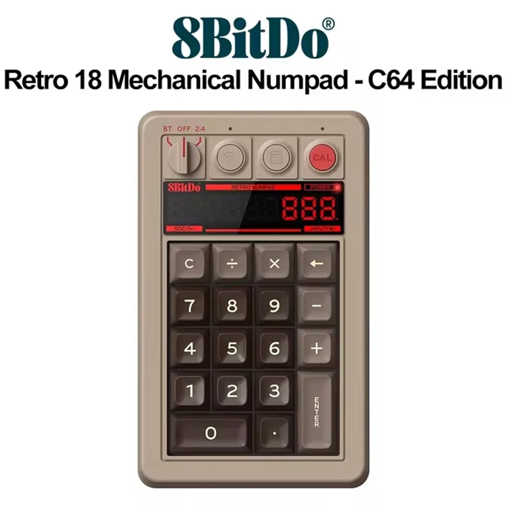 Механическая цифровая доска 8BitDo Retro 18, совместимая с Windows/Android 2,4G, USB-C, режим калькулятора с возможностью горячей замены