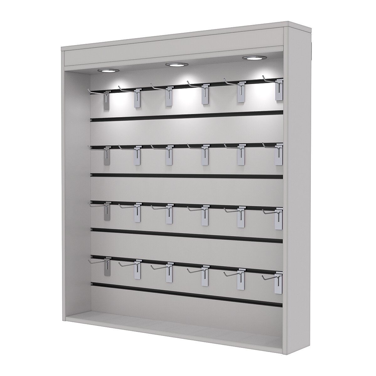 Витрина настенная №4-2В с экономпанелью, без полок, с подсветкой, Серый