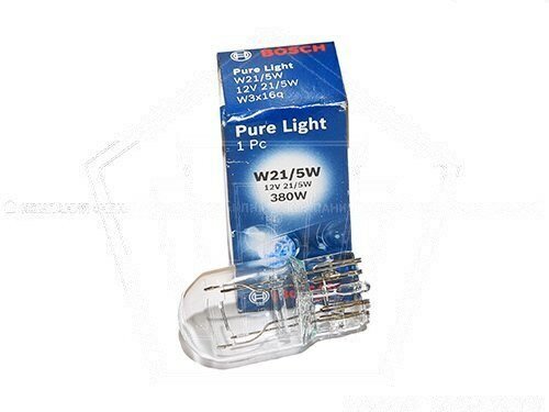 Лампа 12 v 21/5 w (2-х контакт.) bosch purelight ( габариты) без цоколя w3*16g (1987302252)