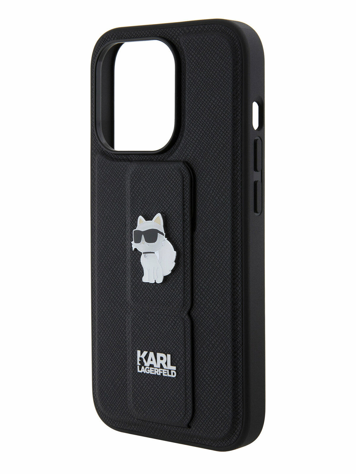 Lagerfeld для iPhone 13 Pro чехол GripStand PU Saffiano NFT Choupette metal Hard Black
