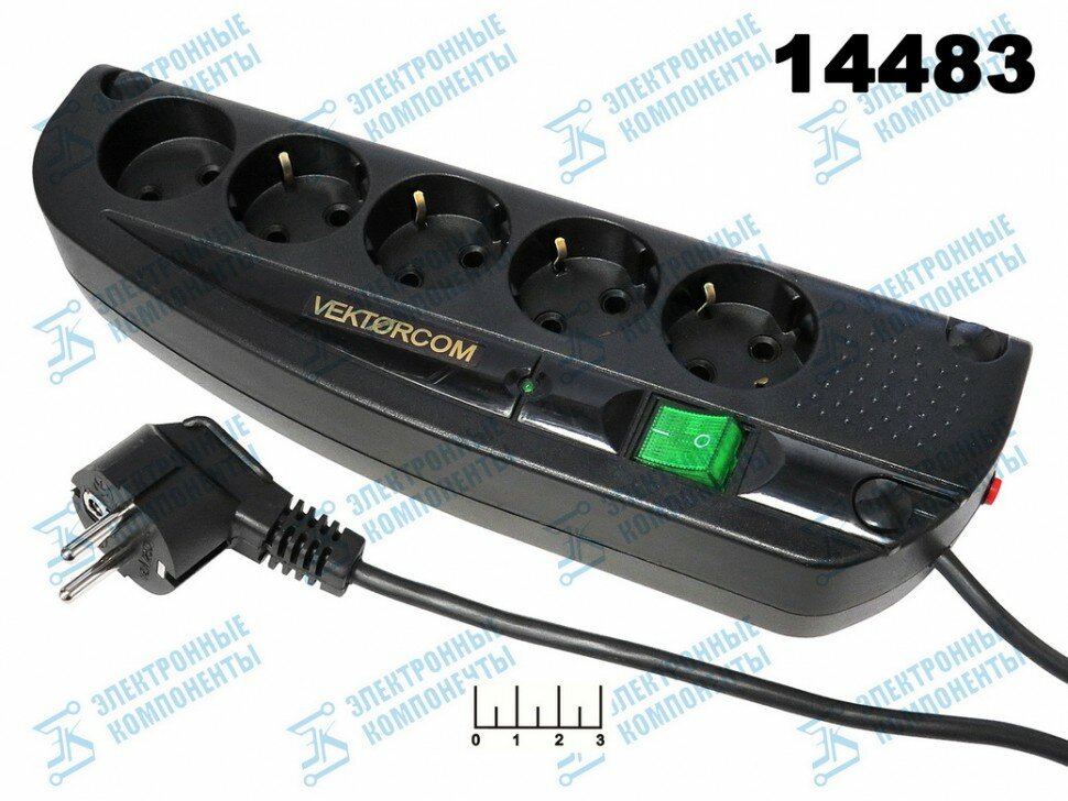 Сетевой фильтр 4+1/1.8м Vektor-Com (max-10A) (белый)