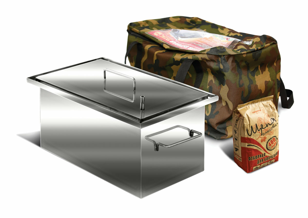 Коптильня горячего копчения 350х200х200 нерж. сталь"Эконом" 350х200х200 нерж. сталь"Эконом" ольховый ДЫМ