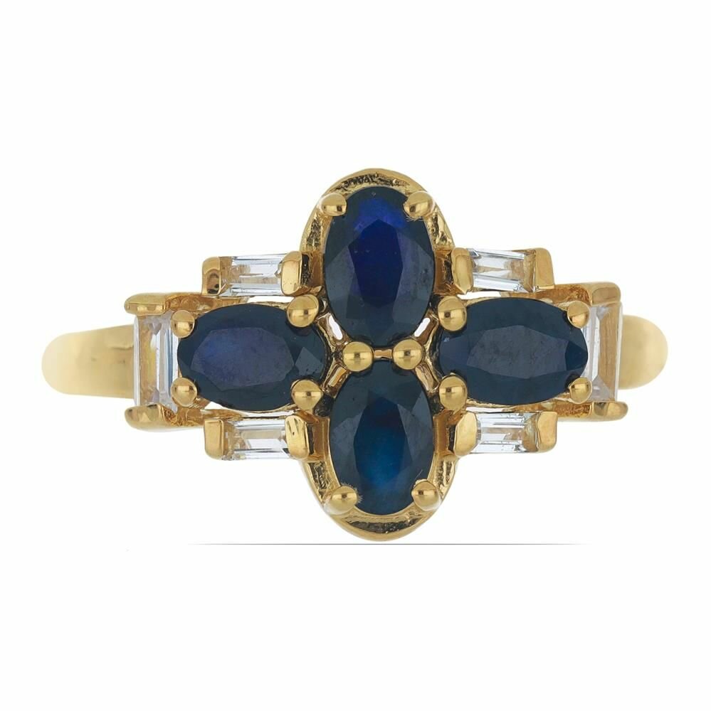 Кольцо тонкое, серебро, 925 проба, сапфир, фианит