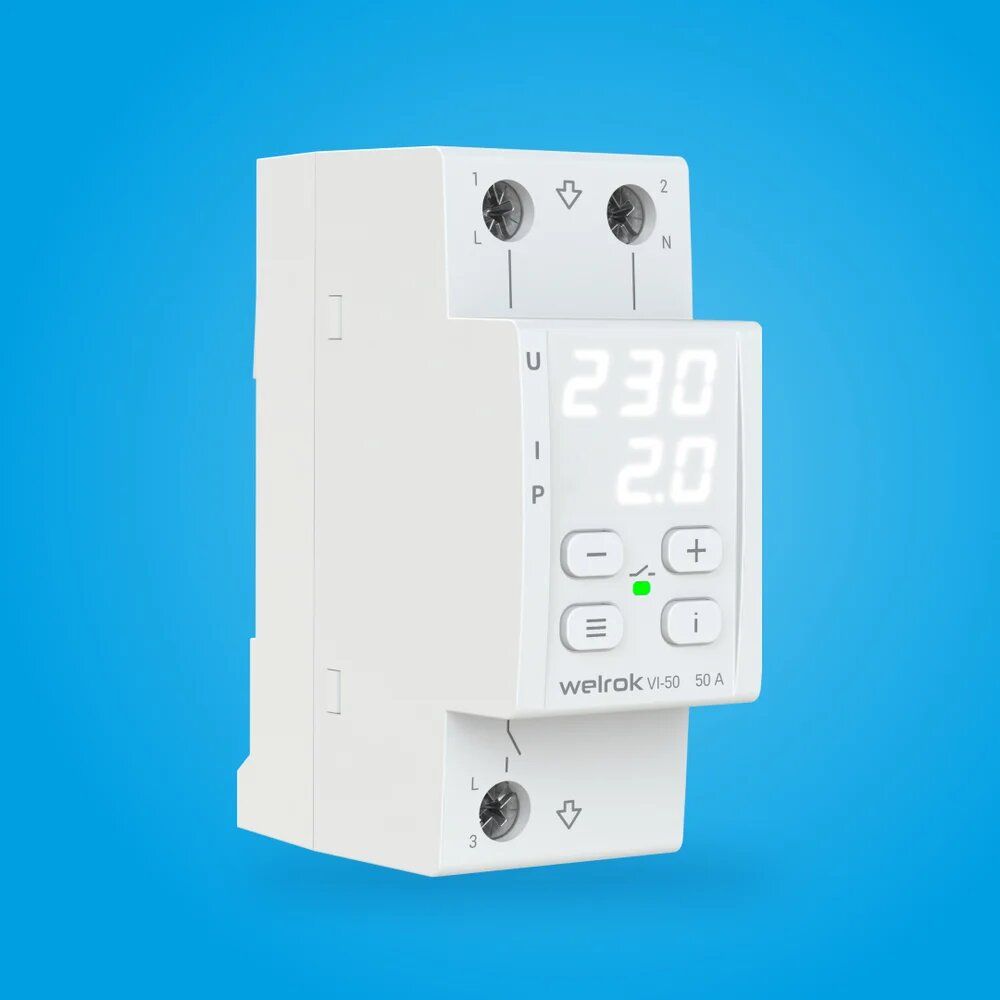 Реле напряжения с контролем тока Welrok VI-50 4660251140250